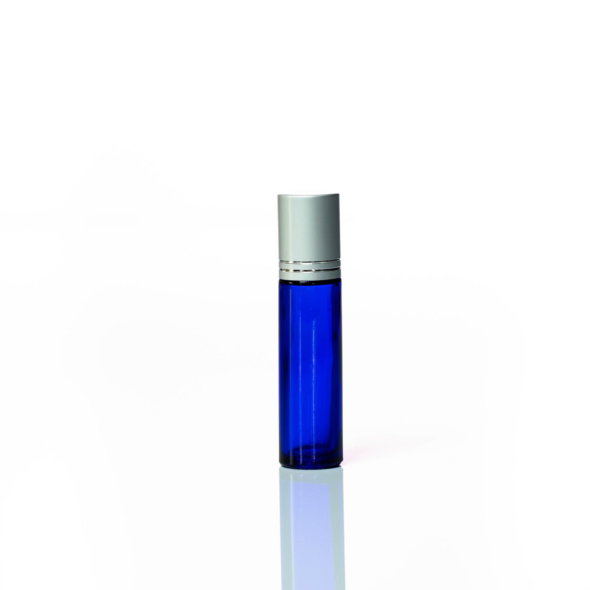 Petra 10ml Blue Glass Bottle With Roller Ball And Silver Cap