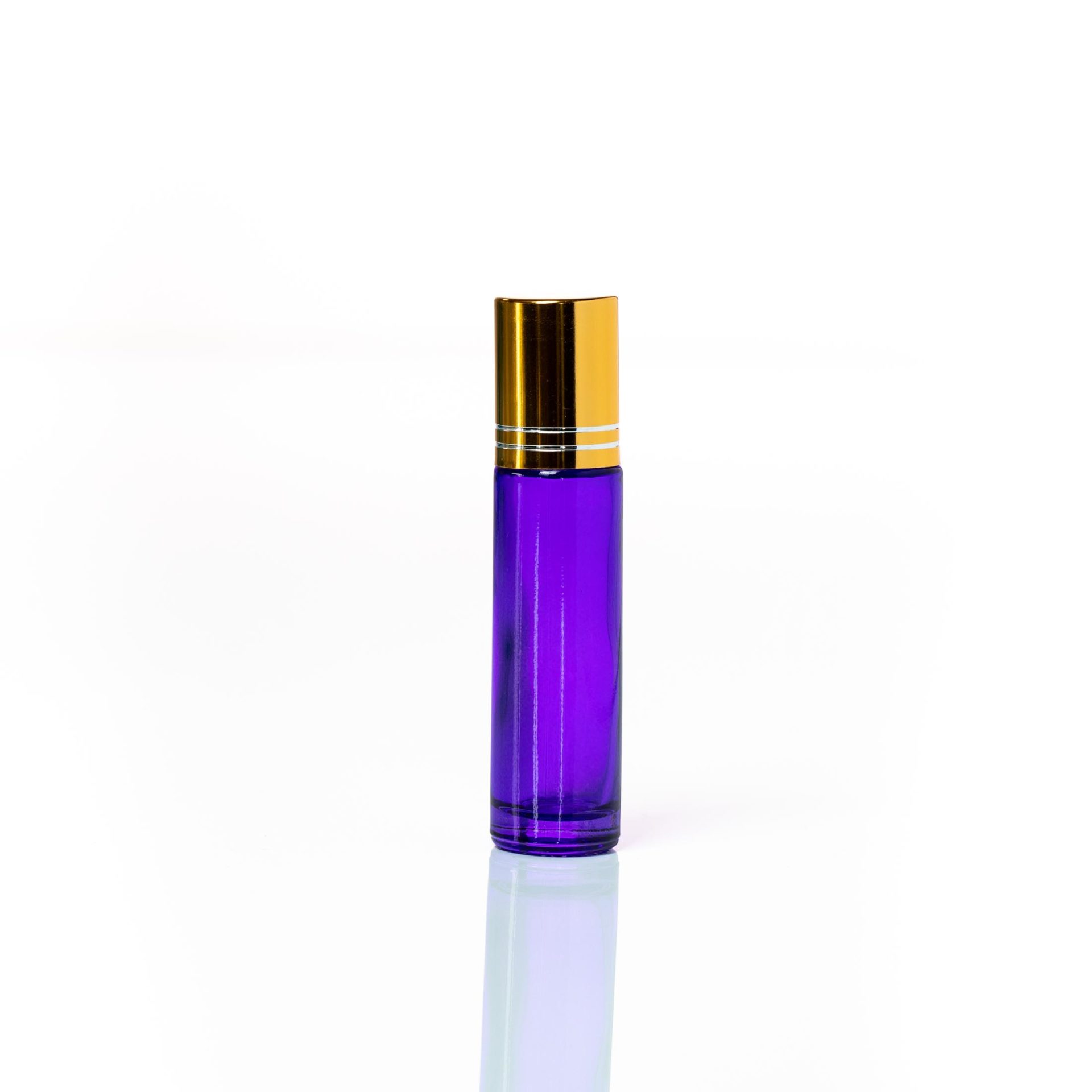 Petra 10ml Purple Glass Bottle With Roller Ball And Gold Cap