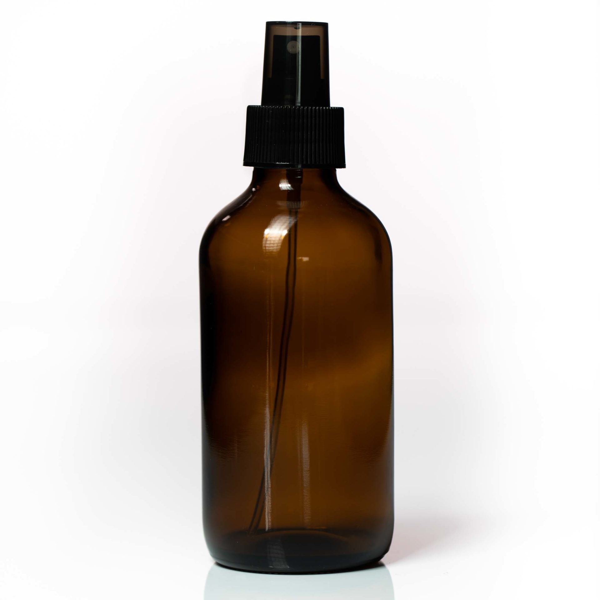 Boston 250ml Amber Bottle with Black Fine Mist Spray