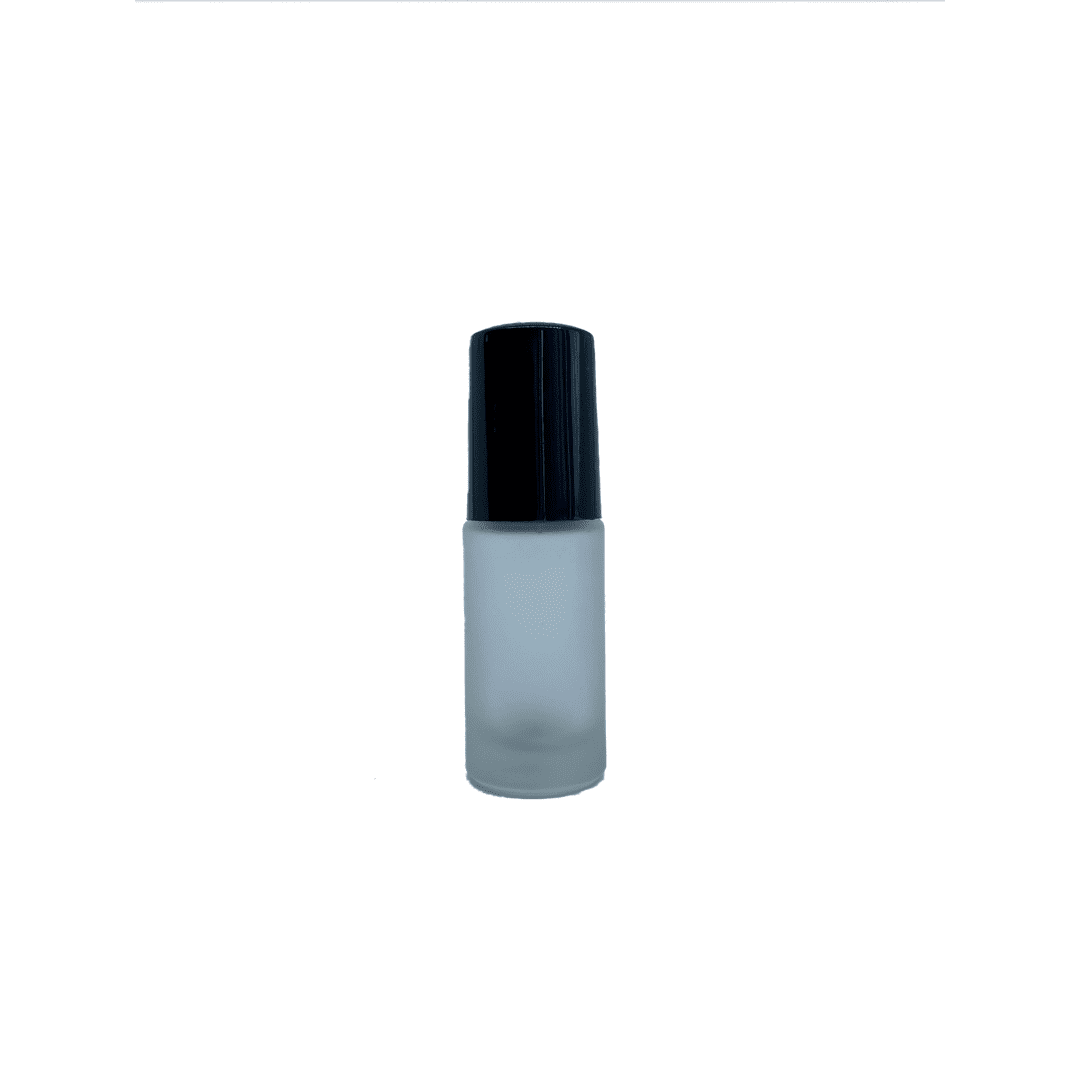 Petra 5ml Frosted Glass Bottle With Roller Ball And Black Cap