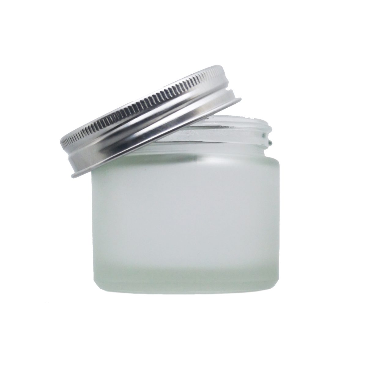 60ml Frosted Glass Jar - With Silver Aluminum Lid