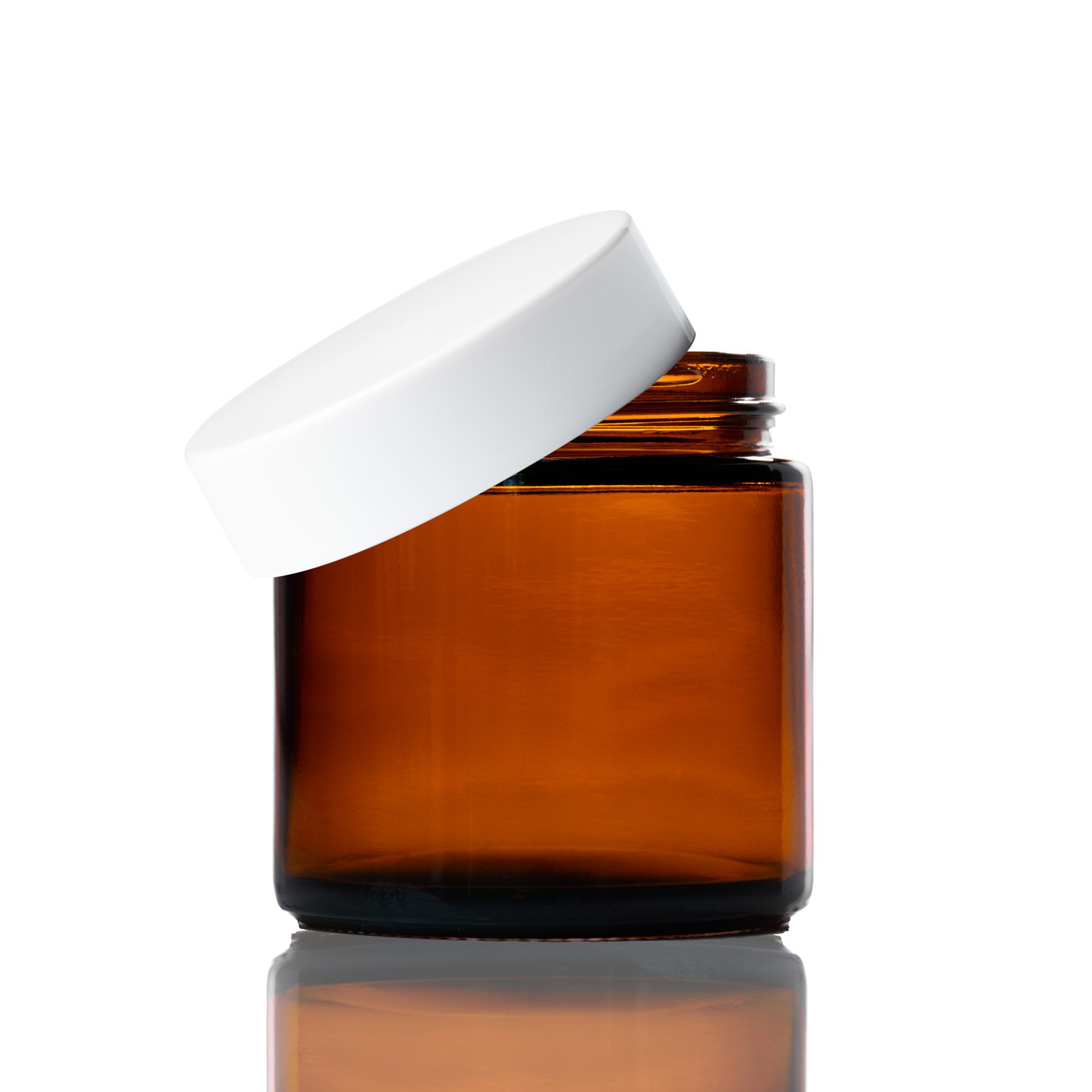 100-120ml Amber Glass Jar - With White Lid